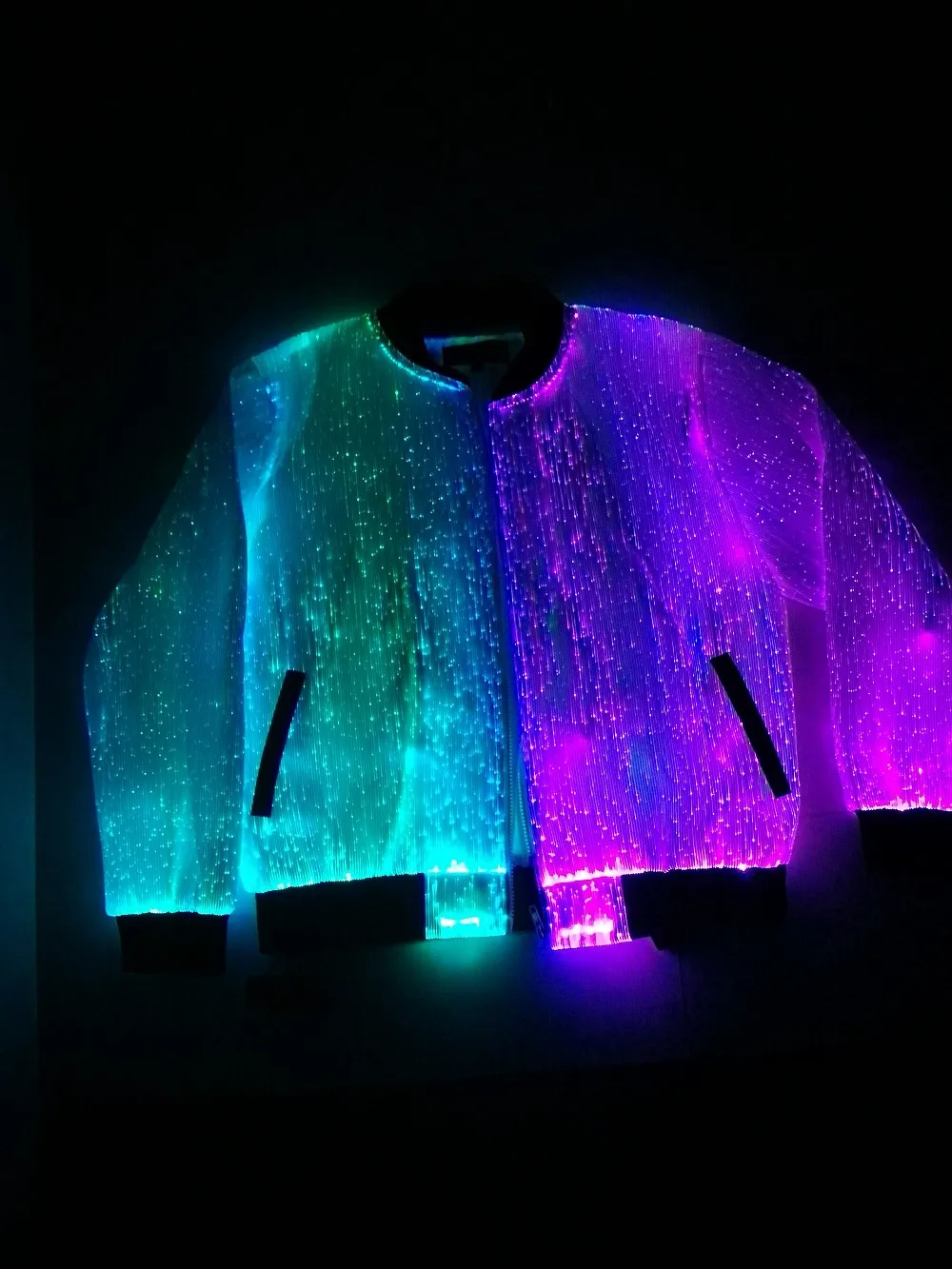 2018 Glow In The Dark Reflective Led Light Jacket Baseball Style Satin ...