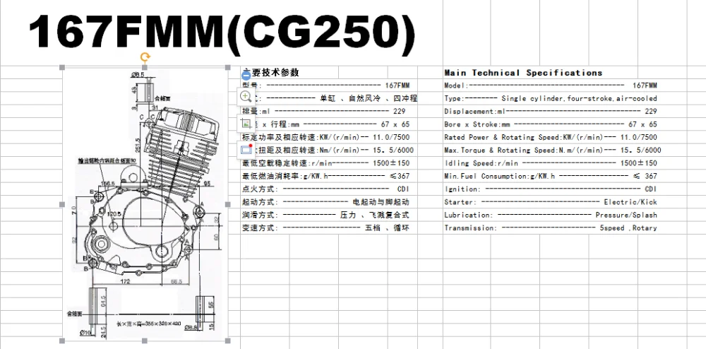 Factory Price Cg250 250cc Engine Air Cooled Single Cylinder Vertical 4 ...