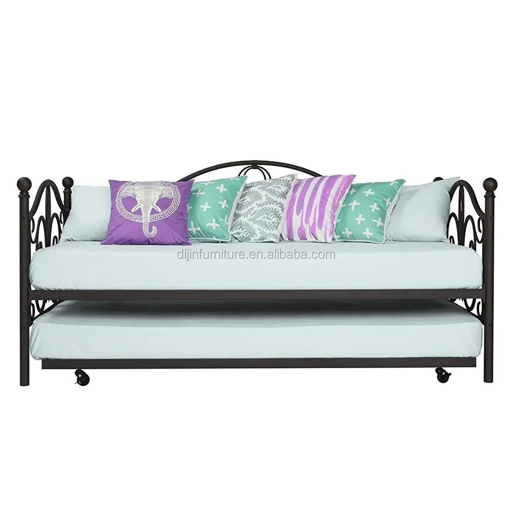Fancy Single Metal Day Bed With Pull Out Guest Trundle Bed - Buy Adult ...