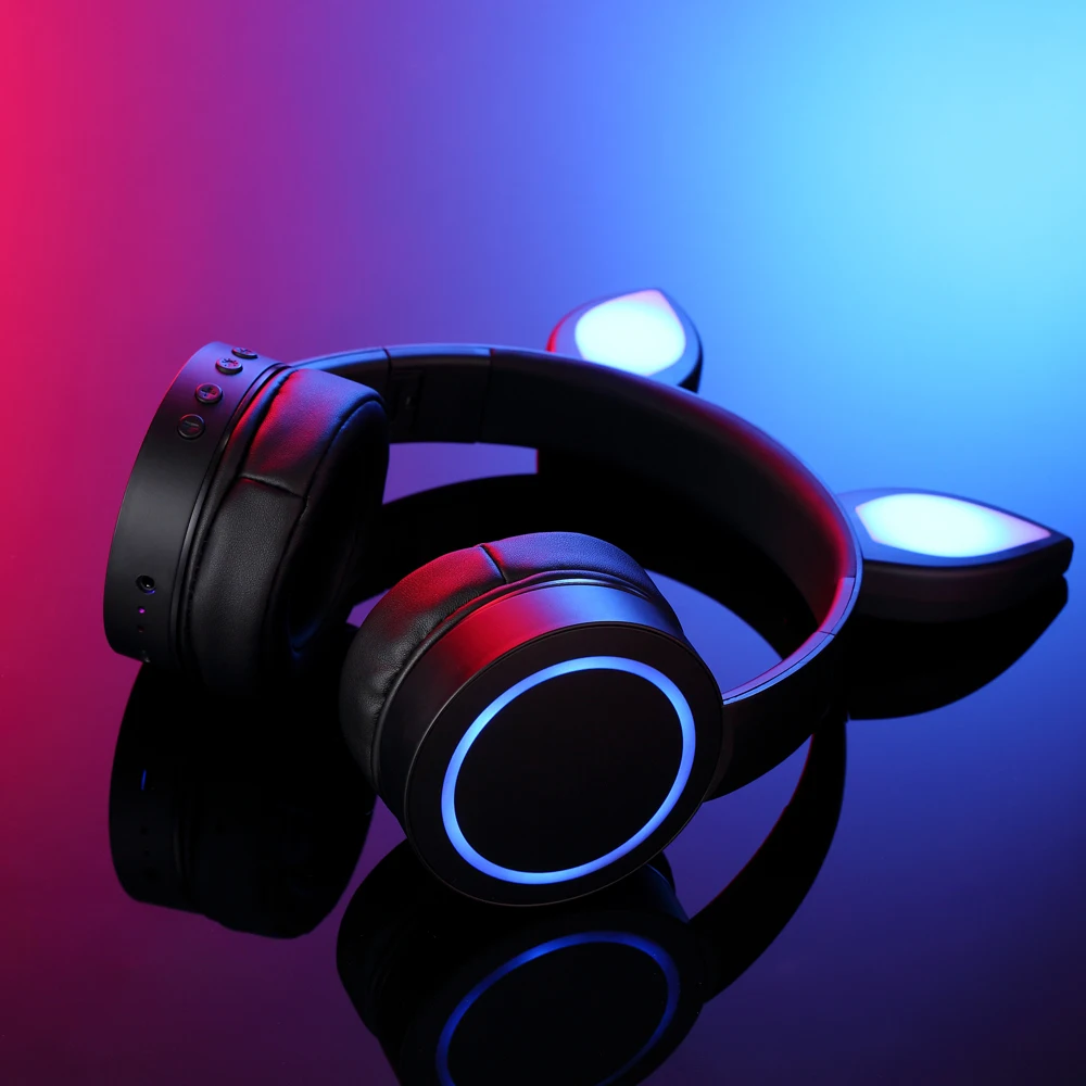 Best Gift Stylish Led Ears Headsets Color-change Glowing Foldable ...
