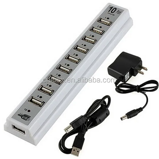 New 10 Ports Usb Hub 2.0 High Speed With Power Adapter / 10-port Usb 2. ...