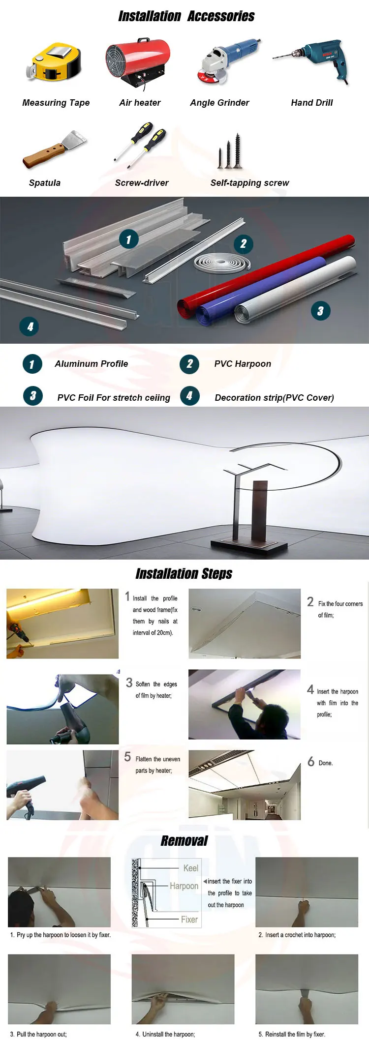 Fireproof Blue Sky Pvc Stretch Ceiling For Ceiling And Wall Decoration ...