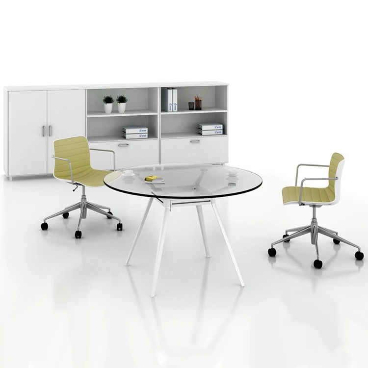 Round Tempered Glass Conference Table For 2 Person - Buy Round Glass ...