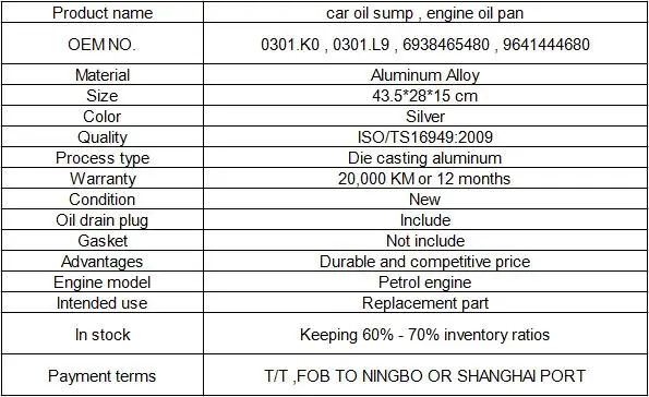 Car Oil Pan Petrol Engine Sump For Peugeot 206 307 1007 207 Saxo ...
