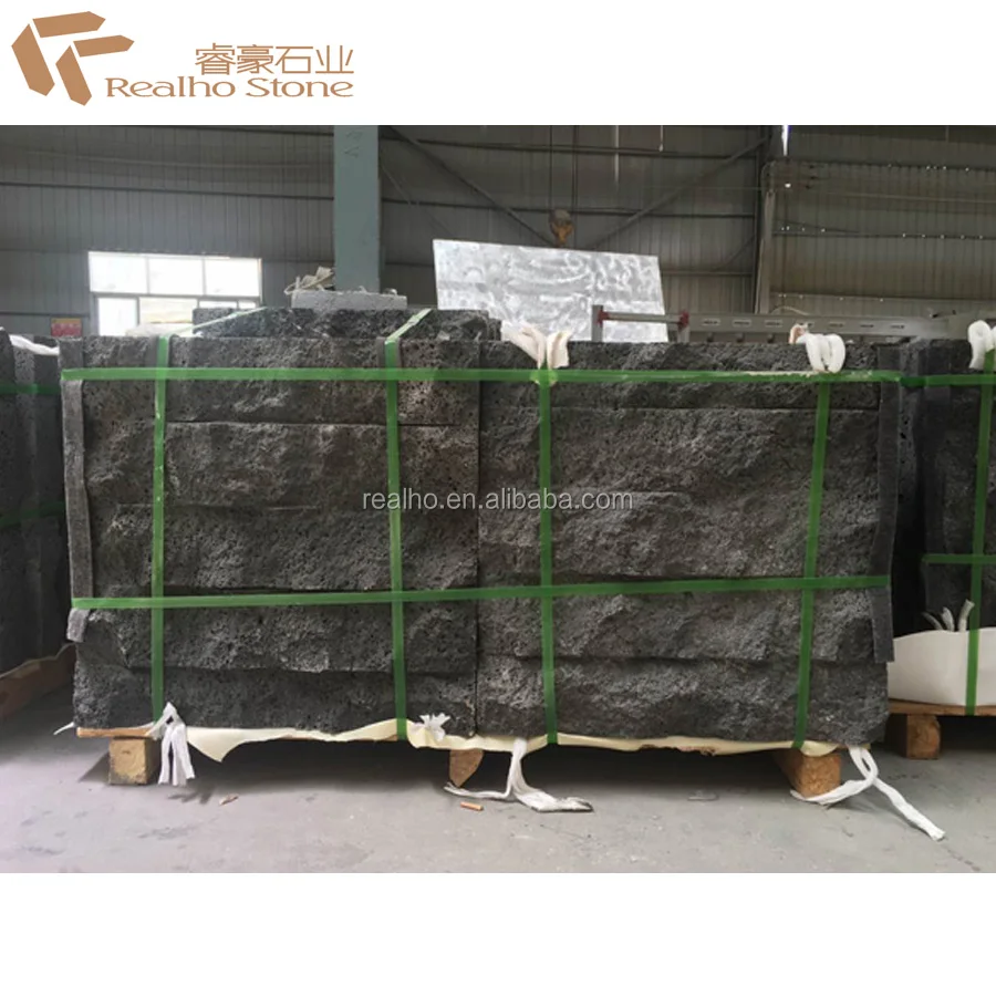 Split and Waterjet Finish Black Basalt Stone for Cladding Wall