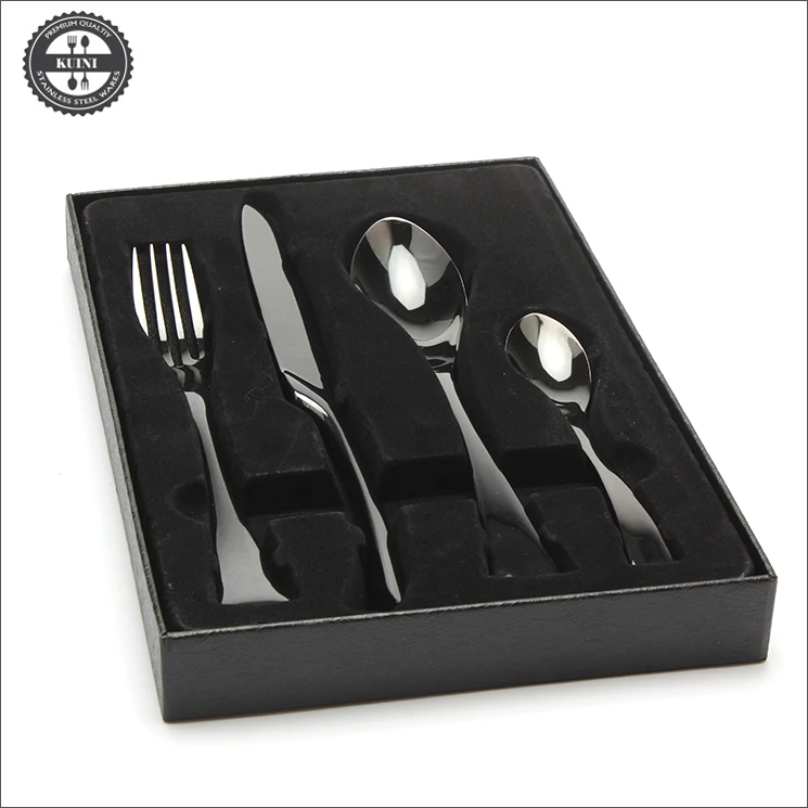 Stainless Steel 4 PCS Black Cutlery Set With Box Packing| Alibaba.com