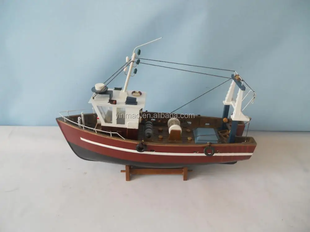 Wooden Fishing Tug Crab Boat Model,Red/black 45x14x35cm,Fishing Shrimp ...