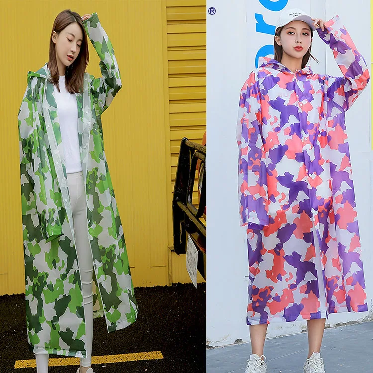 Custom Adult Plastic Peva Logo Printed Drawstring Hood Raincoat,Women ...