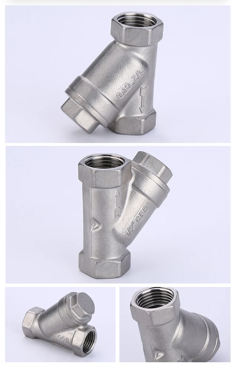 800WOG CF8M CF8 Stainless Steel Female Threaded Y Type Strainer