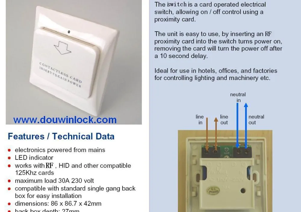 Smart Energy Saving Key Card Switch For Hotel - Buy Smart Energy Saving ...