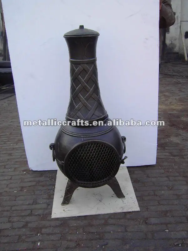 Basketweave Cast Iron Chiminea - Outdoor Patio Heater, Durable Wood ...