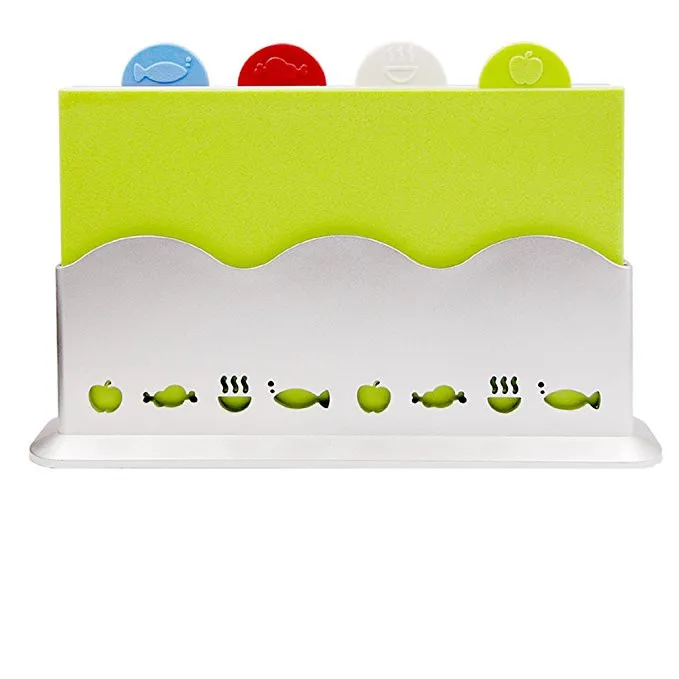High Quality 4 Pcs Index Cutting Board With Stand Color Coded Chopping ...