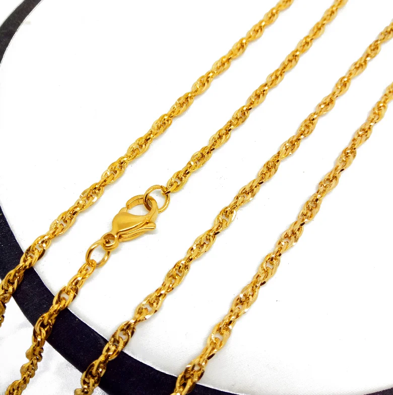 Olivia Stainless Steel 6 Grams Gold Chains Necklace Men's Accessories ...