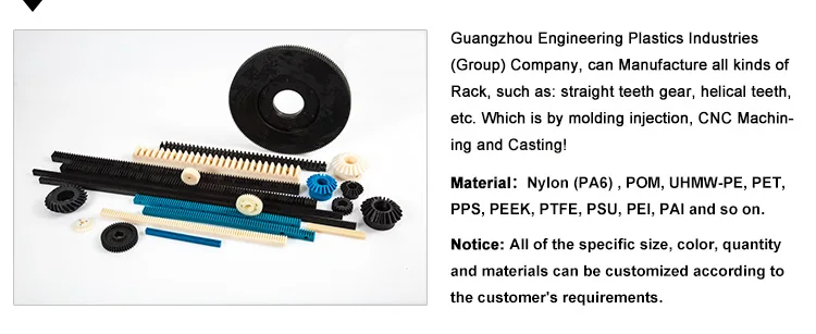 Self Lubrication Flexible Mc Nylon Gears Rack Plastic Nylon66 Gear Rack ...