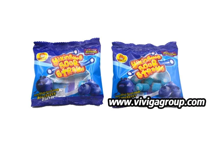 Halal Blueberry Sour Filled Chewy Candy Licorice Soft Candy - Buy Gummy ...