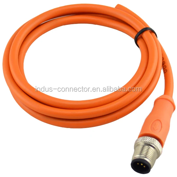 Customized Cable Jacket Orange Color 4 Pole Sensor M12 Pur Cable - Buy ...