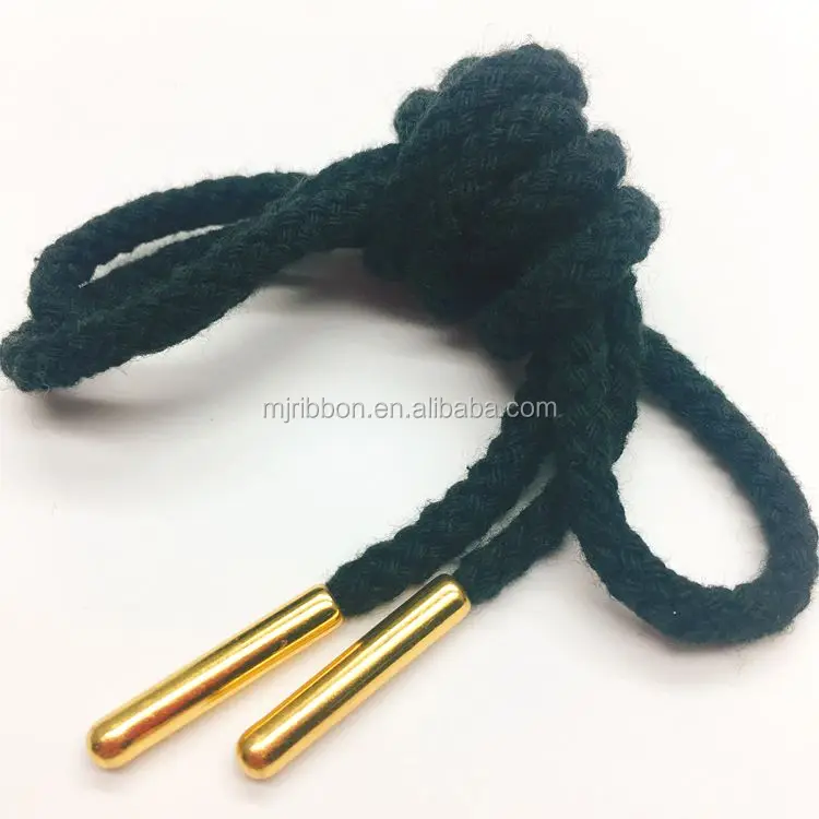 3mm Black Cotton Drawstring Cord For Bag,Drawcord With Gold Custom Tips ...