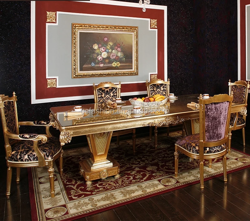 Rococo Restaurant Furniture Wood Rectangle Dining Table Fashion Design ...