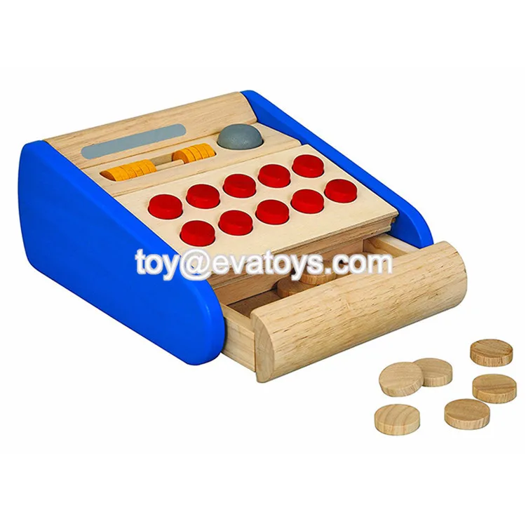 New Hottest Interactive Wooden Kids Pretend Play Toy Cash Register With ...