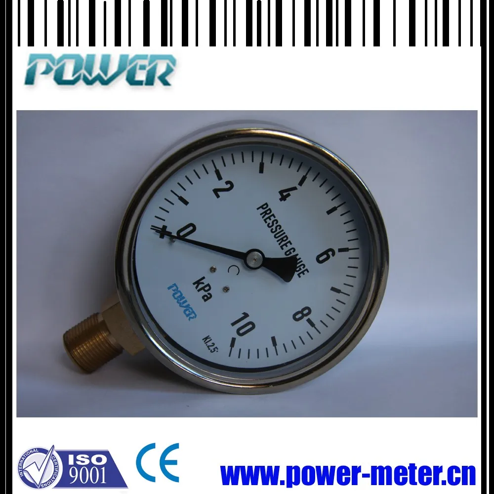 YE 100mm stainless steel capsule bellows pressure gauge with 0-10kpa ...