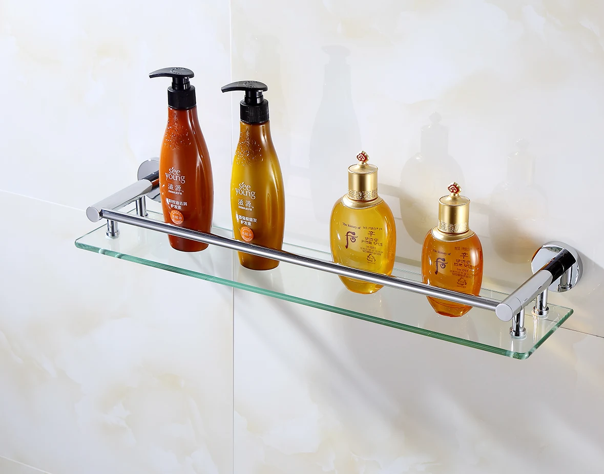 Stainless Steel Bathroom Glass Rack Wall Hanging Bathroom Cosmetics ...