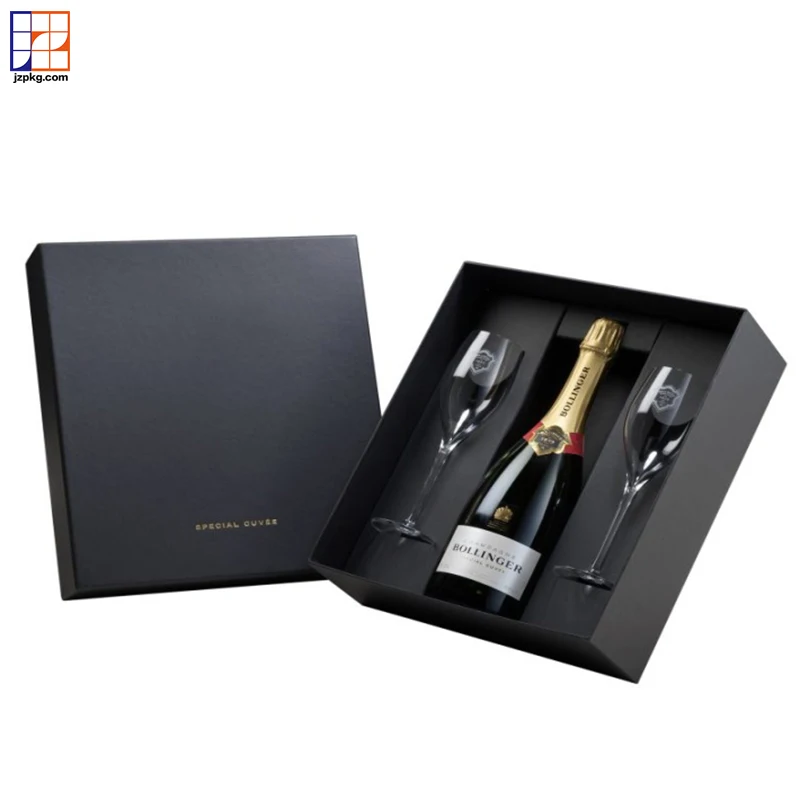 Elegant Empty Champagne Flute Glasses Bottle Paper Gift Box