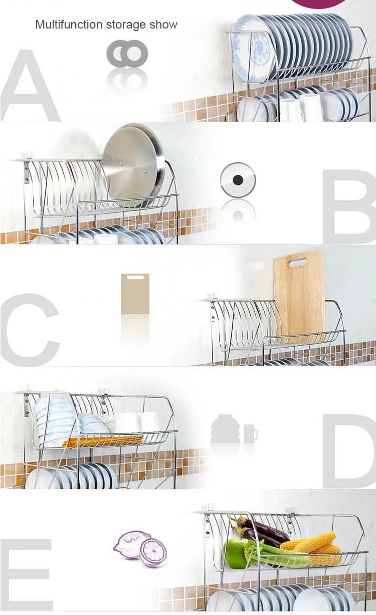 Atacama Stainless Steel Wall Mounted Dish Drying Rack Drainer Organizer ...