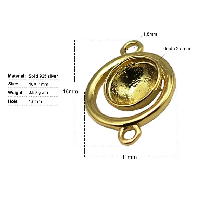 Beadsnice 30565 Cabochon Bezels 925 Silver Connector Settings To Hold ...