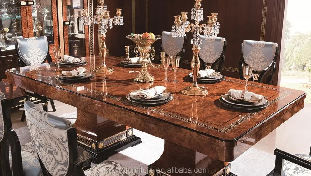 Italian Royal Antique Classic Baroque Wooden Dining Table Set 8 Seats ...