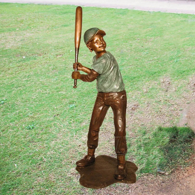 Outdoor Life Size Metal Boy Statue Bronze Baseball Player Pitcher ...