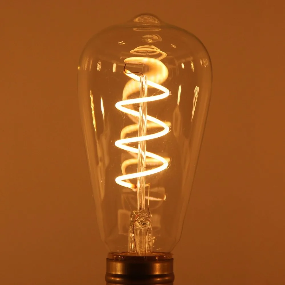 St64 Led Soft Filament Bulb 230v Spiral Vintage Edison Filament ...