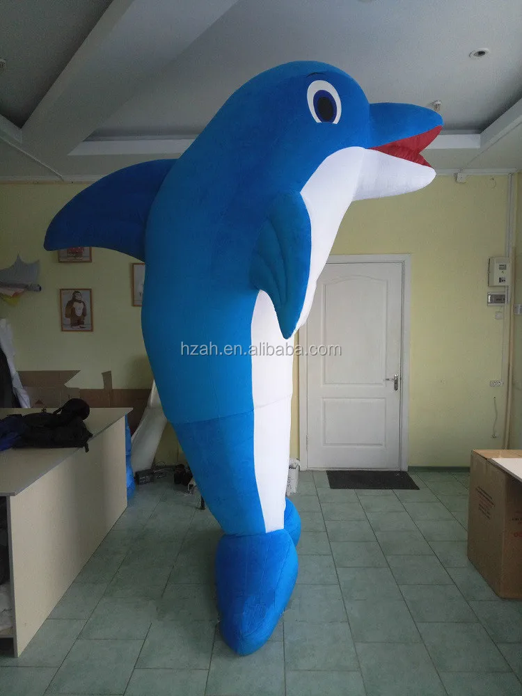 Blue Inflatable Costume Dolphin Cartoon for Advertising Decoration