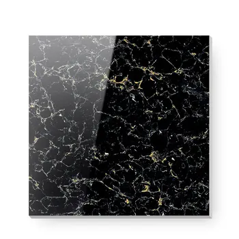 Indoor Polished Black Marble White Veins Porcelain Tile Hotel 600x600mm ...