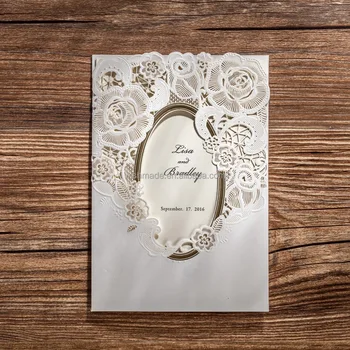Classic Mirror Frame Design Wedding Invitation Card With Laser Cut ...