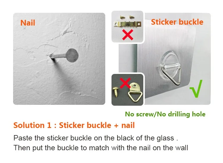 No Drill Removable Picture Frame Hanging Kit Triangle Hook Fastener ...