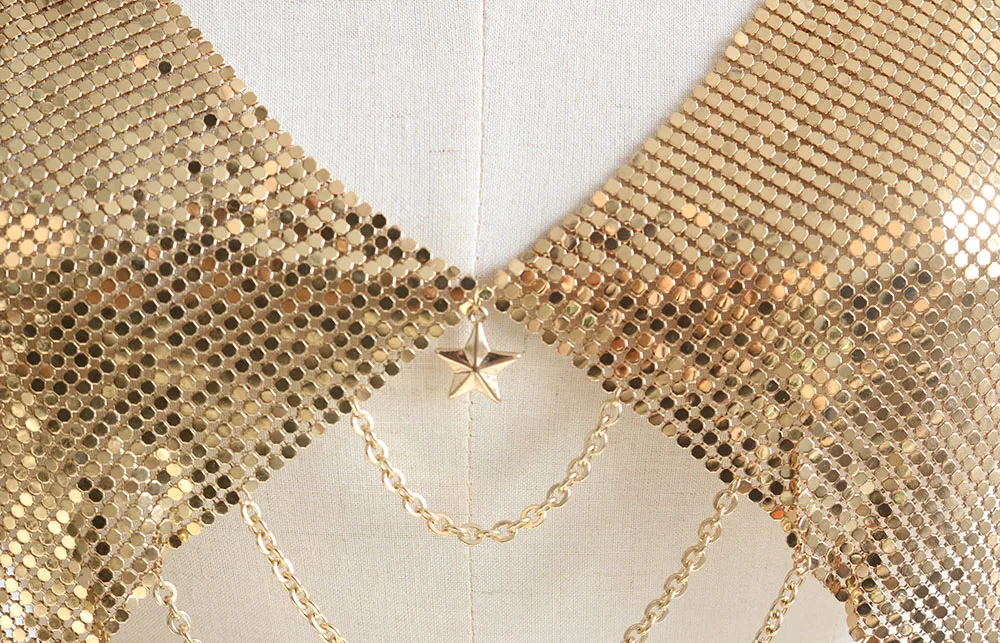 Handmade Unisex Mesh Body Chain Bra with Rhinestone Jewelry