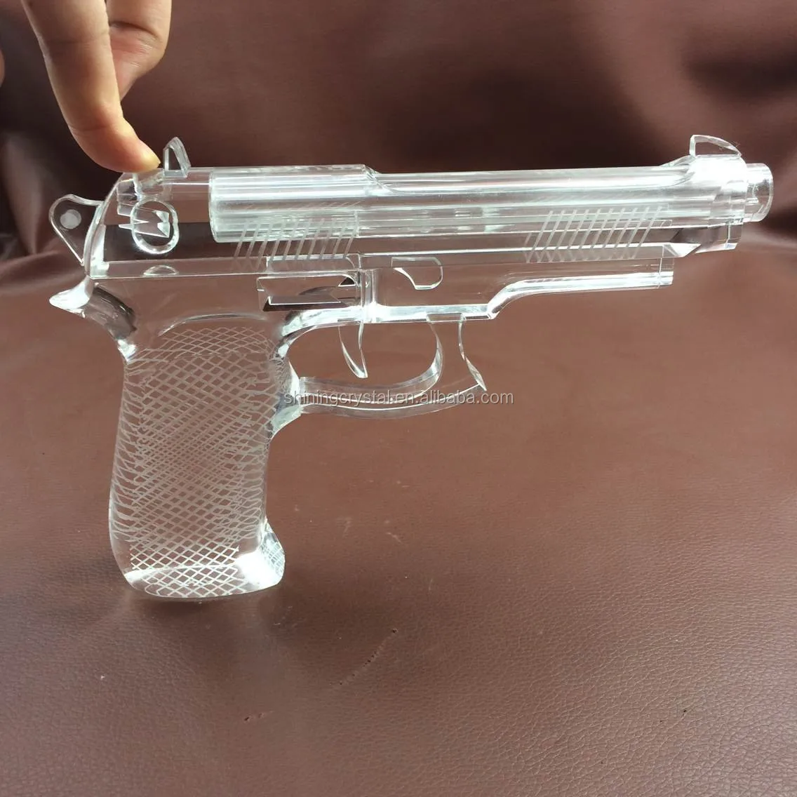 Custom Crystal Gun Glass Pistol Model With Clear Base For Home ...
