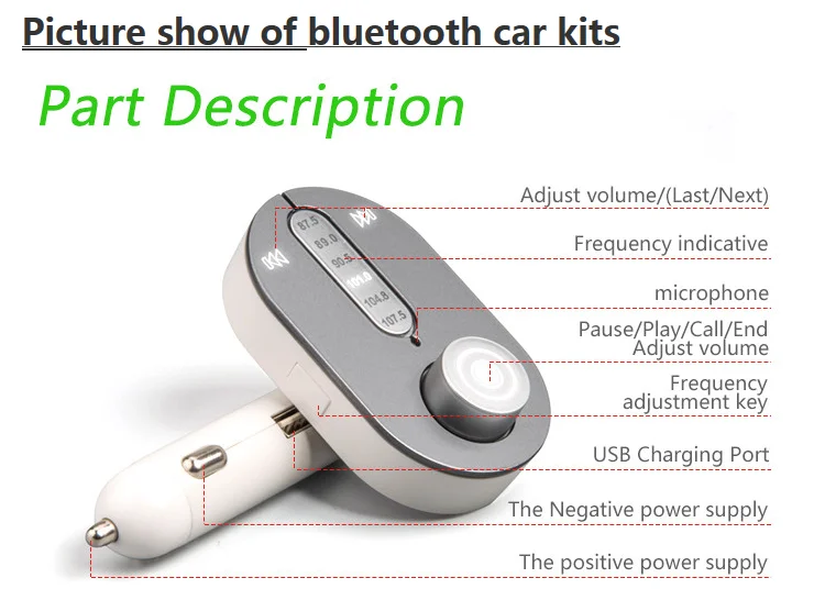 Hot Sale Multifunction Kit Bluetooth Car Kit With Car Charger Car Kit ...