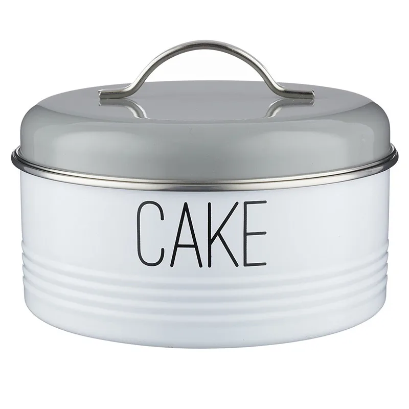 White Wedding Round Metal Tin Cake Box With Handle Lid - Buy Cake Box ...