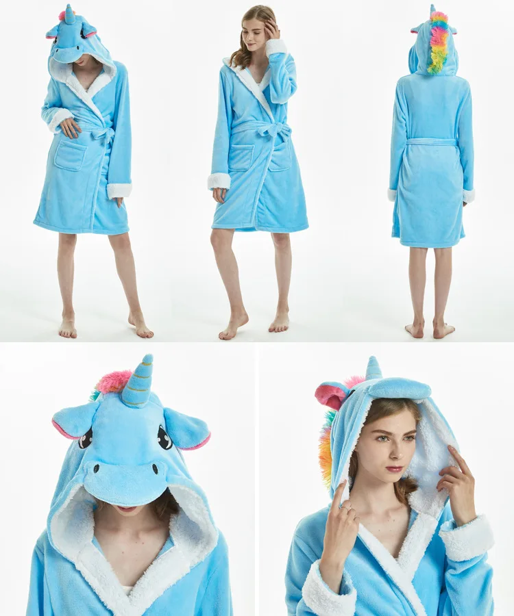 Aiminyz Animated Bathrobes For Women Unicorn Sleepwear Animal Robe For ...