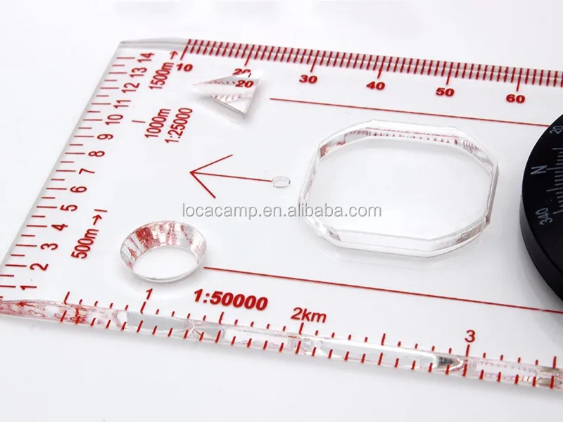 Acrylic Baseplate Map Surveying Scale Ruler Compasses