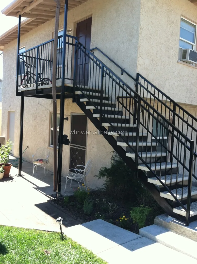 Modern Exterior Metal Staircase - Customizable Outdoor Steel Stairs - OEM