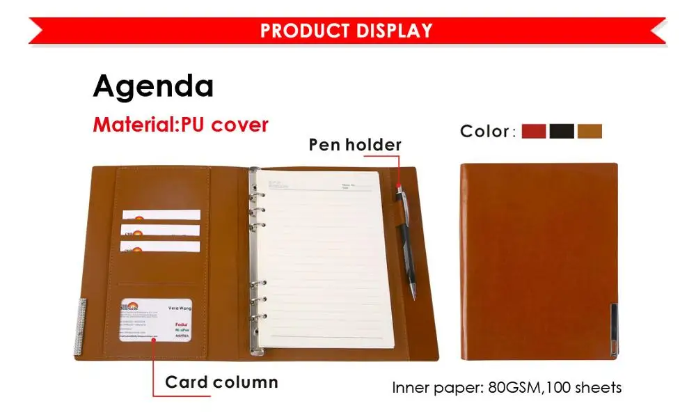 Foska PU Cover Agenda Organizer - Reliable Leather Notebook