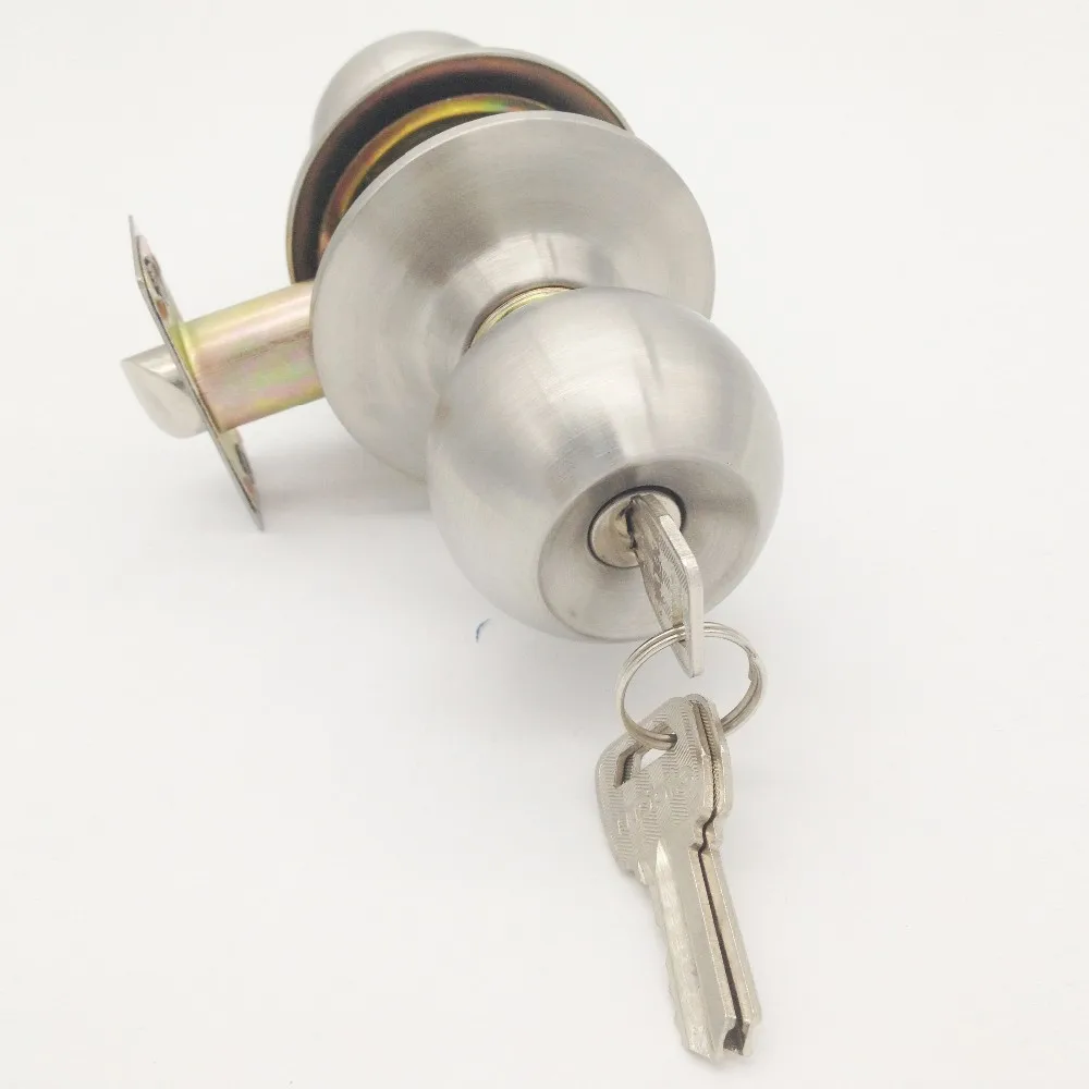 Stainless Steel Interior One Way Cylindrical Door Knob Locks With Key ...