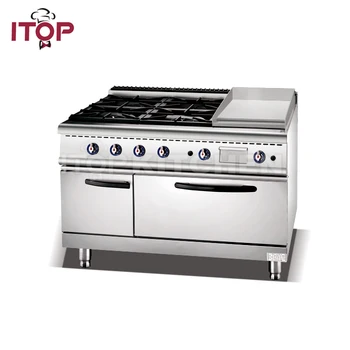 Commercial Industrial Gas Range 4-burner Stove With Griddle & Oven ...