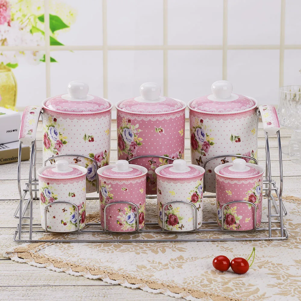 OEM Color Box Package Rose Floral Printed Tea Coffee Canisters