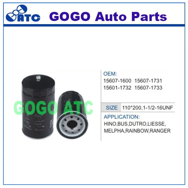 Oil Filter For Hino Bus Dutro Liesse Melpha Rainbow Ranger Oem 15607 ...
