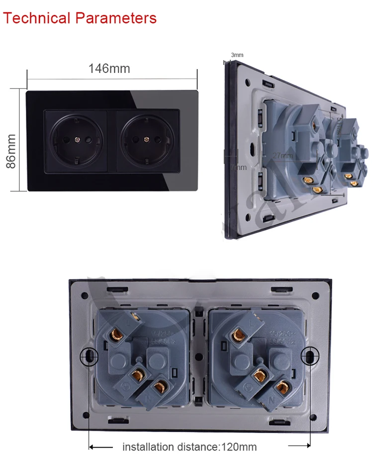146 Type Double Germany Socket 16a 2-pin Ac Eu Socket - Buy Germany ...