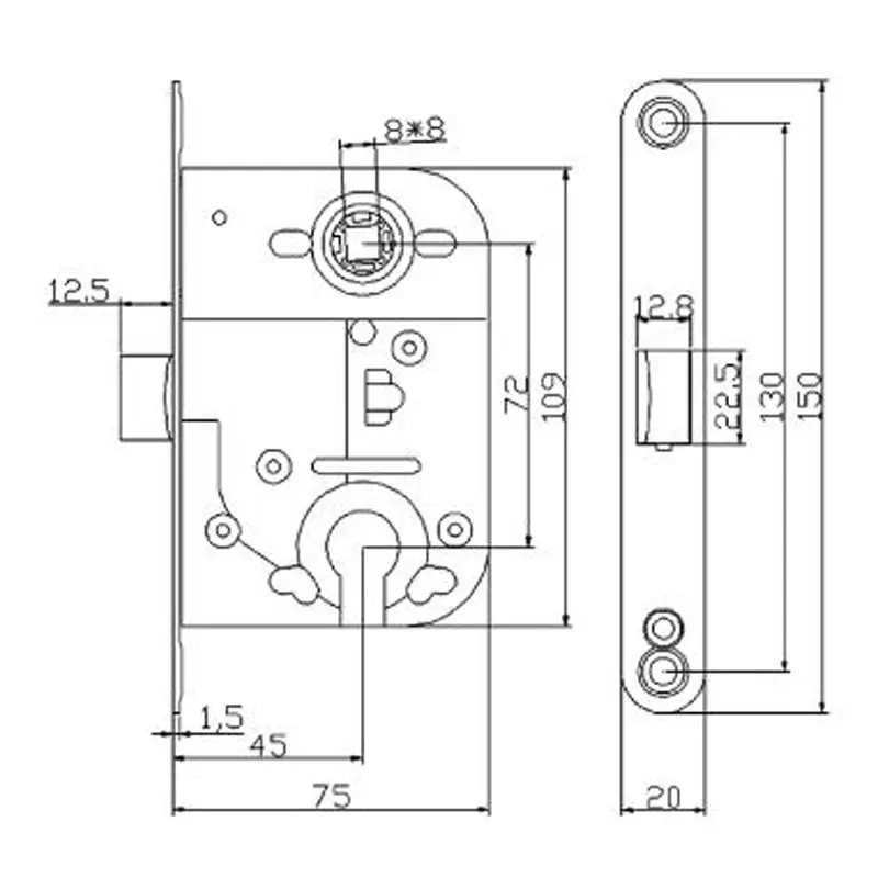 Sy257l Cylinder Hook Bolt Lock Steel Door Mortise Lock Set Heavy Duty ...