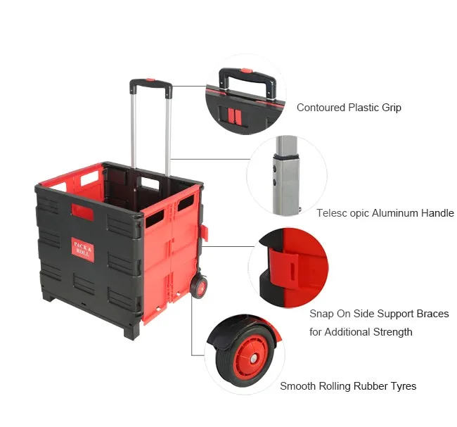 Plastic Box Pack and N Roll Folding Trolley Cart - Hibright